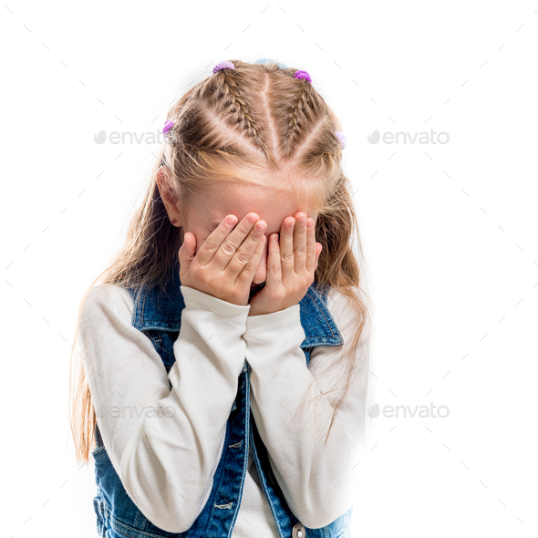little girl covering face with hands Stock Photo by tan4ikk | PhotoDune