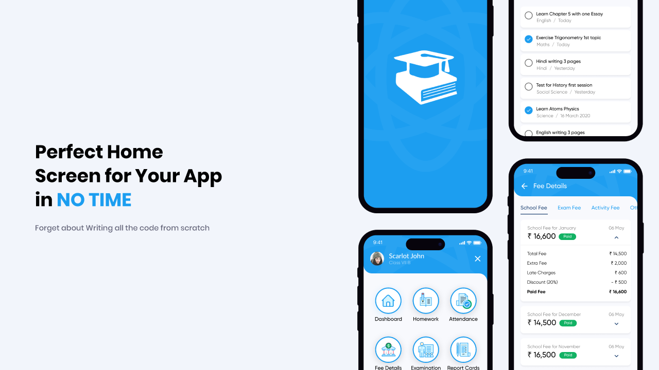School App UI - Flutter Student UI Kit by devsbeta | CodeCanyon