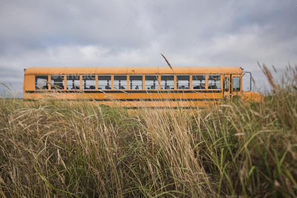 Empty school bus in grassland. Stock Photo by Mint_Images | PhotoDune