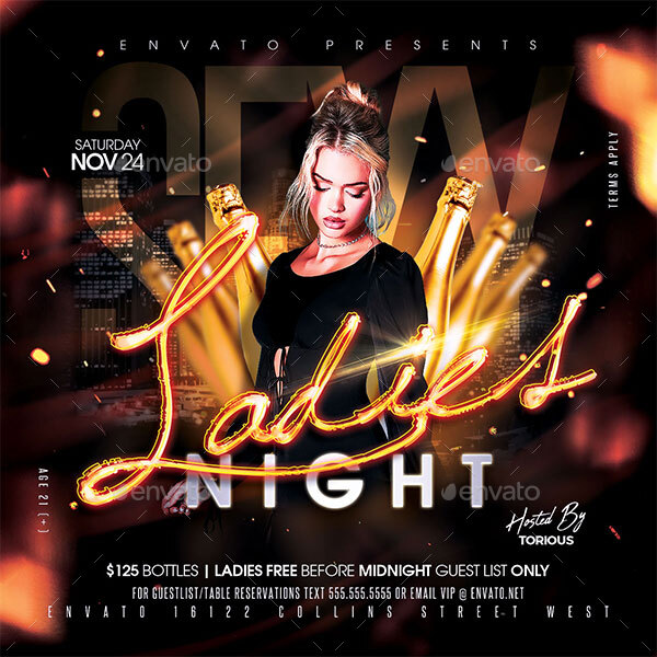 Ladies Night Flyer Template, Print Templates | GraphicRiver
