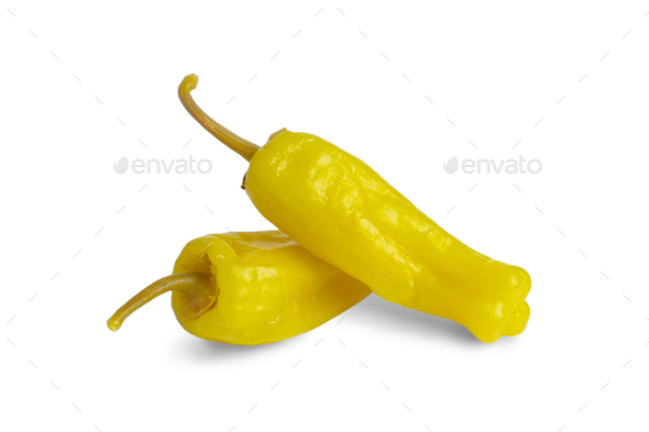 Pickled Yellow Greek Pepper, Pepperoncini Or Friggitelli Isolated On ...