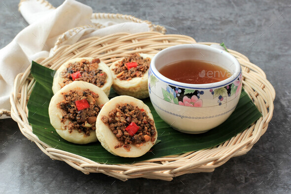 Kue Talam Oncom, Traditional Steamed Cup Cake from Indonesia with Oncom ...