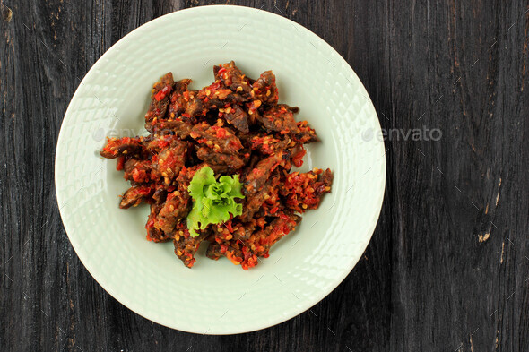 Balado Paru, Traditional Indonesian Food Made from Beef Lungs. Stock ...