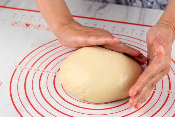 Asian Female Hand Rounding Raw Bread Dough, Baking Process Making ...