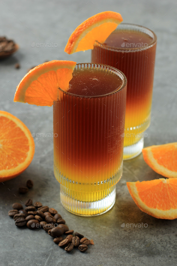 Iced Orange Espresso Coffee Mocktail Cold Brew Tonic Spritz Stock Photo ...
