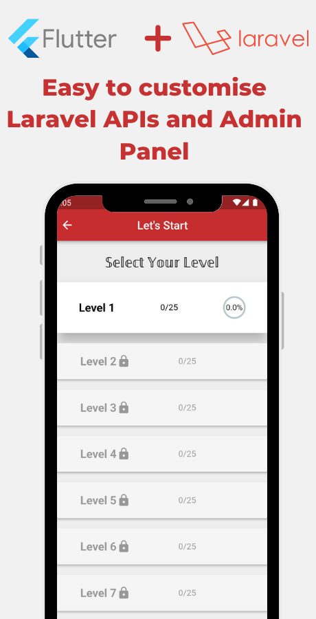 Logo Guessing Quiz Game with flutter and laravel admin panel for Android and IOS by RajJani