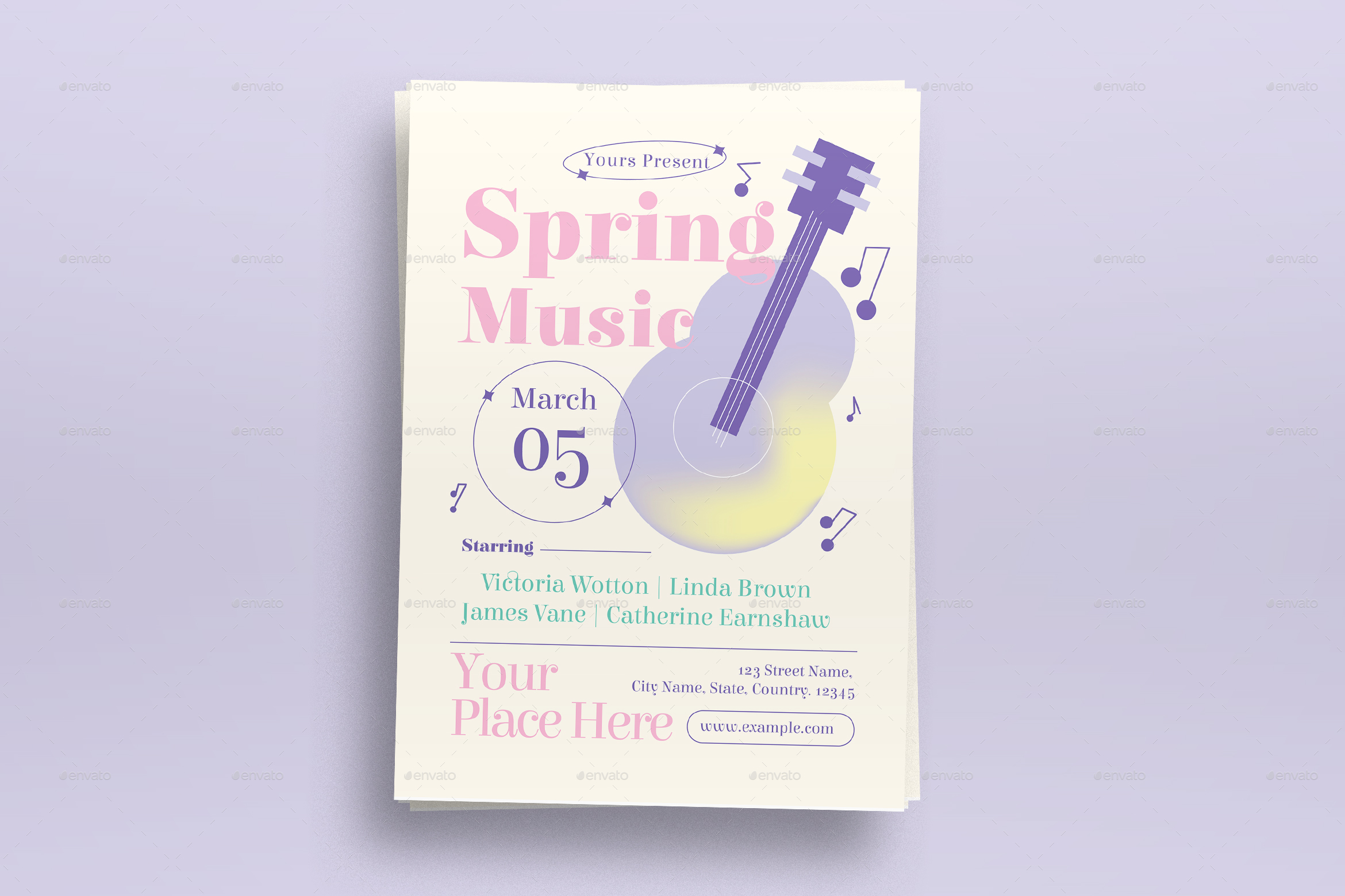 Lilac Art Deco Spring Music Festival Flyer, Print Templates | GraphicRiver