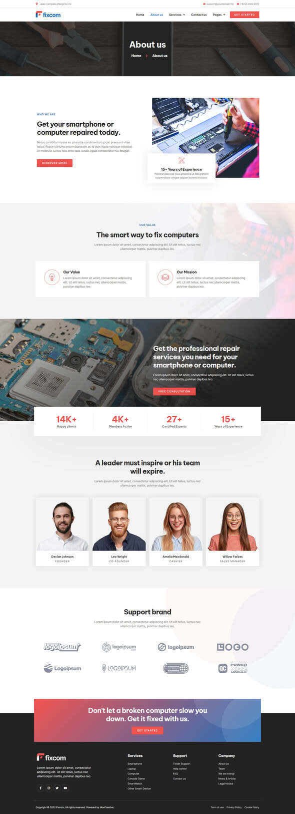 Fixcom - Mobile Phone & Computer Repair Elementor Template Kit by ...
