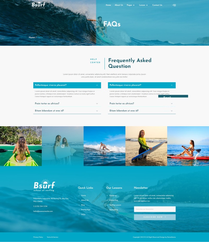 Bsurf - Surfing School Elementor Template Kit by Rometheme | ThemeForest