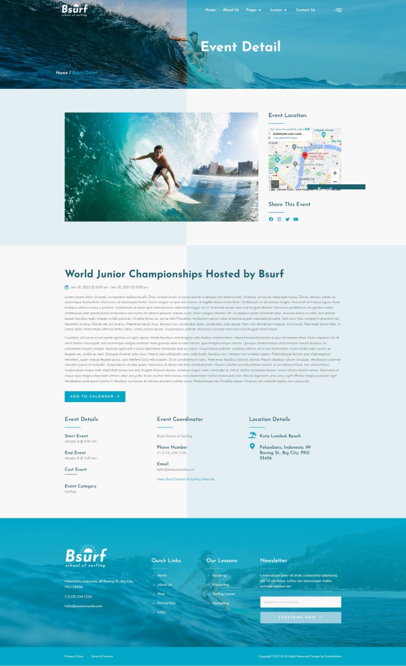 Bsurf - Surfing School Elementor Template Kit by Rometheme | ThemeForest
