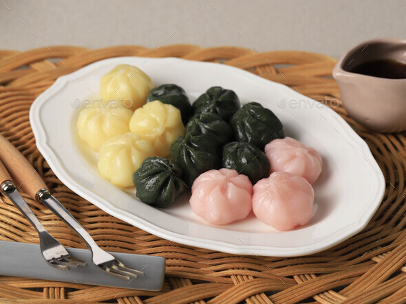Three Color Kkultteok is Ball Shaped Rice Cake Filled with Honey and ...