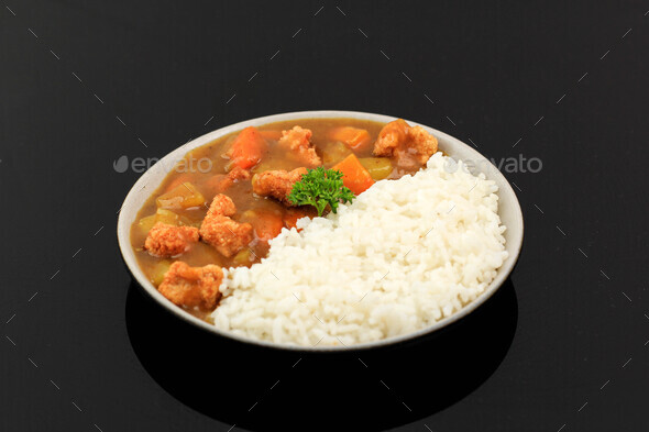 Japanese or Korean Curry with Rice - Japanese Food Style. Stock Photo ...