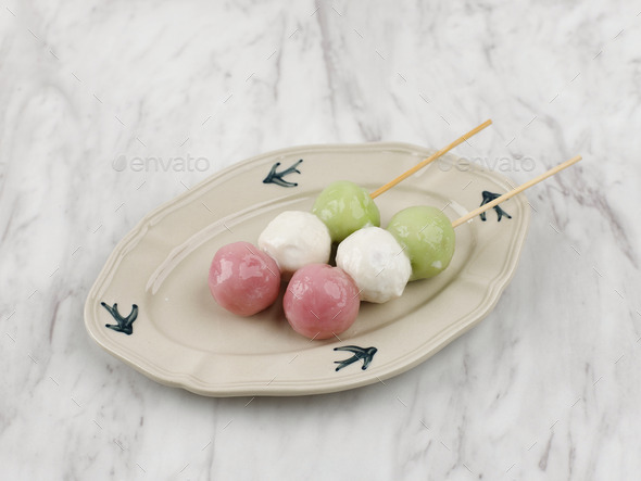 Sanshoku Dango Japanese Mochi (Three Colored Dumplings), Cherry Blossom ...
