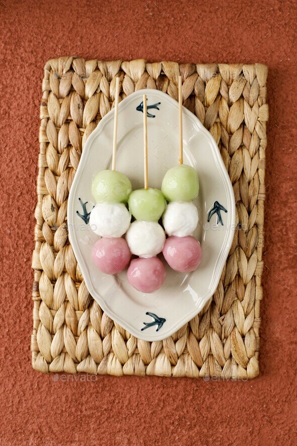 Sanshoku Dango Japanese Mochi (Three Colored Dumplings), Cherry Blossom ...