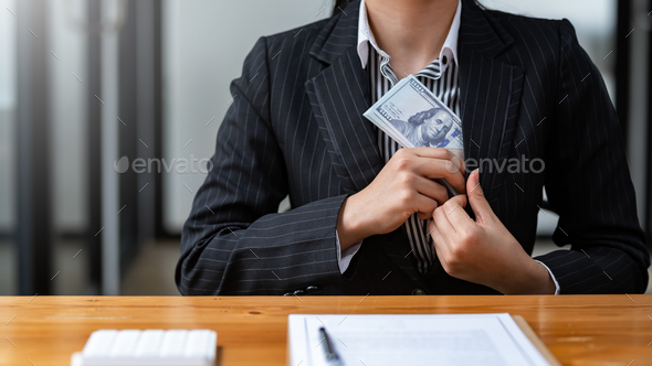 Business people giving bribe and collaborating with corruption. Bribery ...