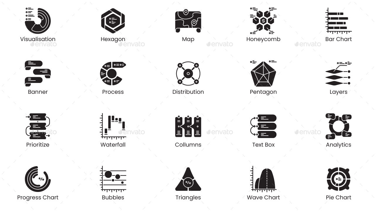 Infographic and Chart Glyph Icons, Icons | GraphicRiver