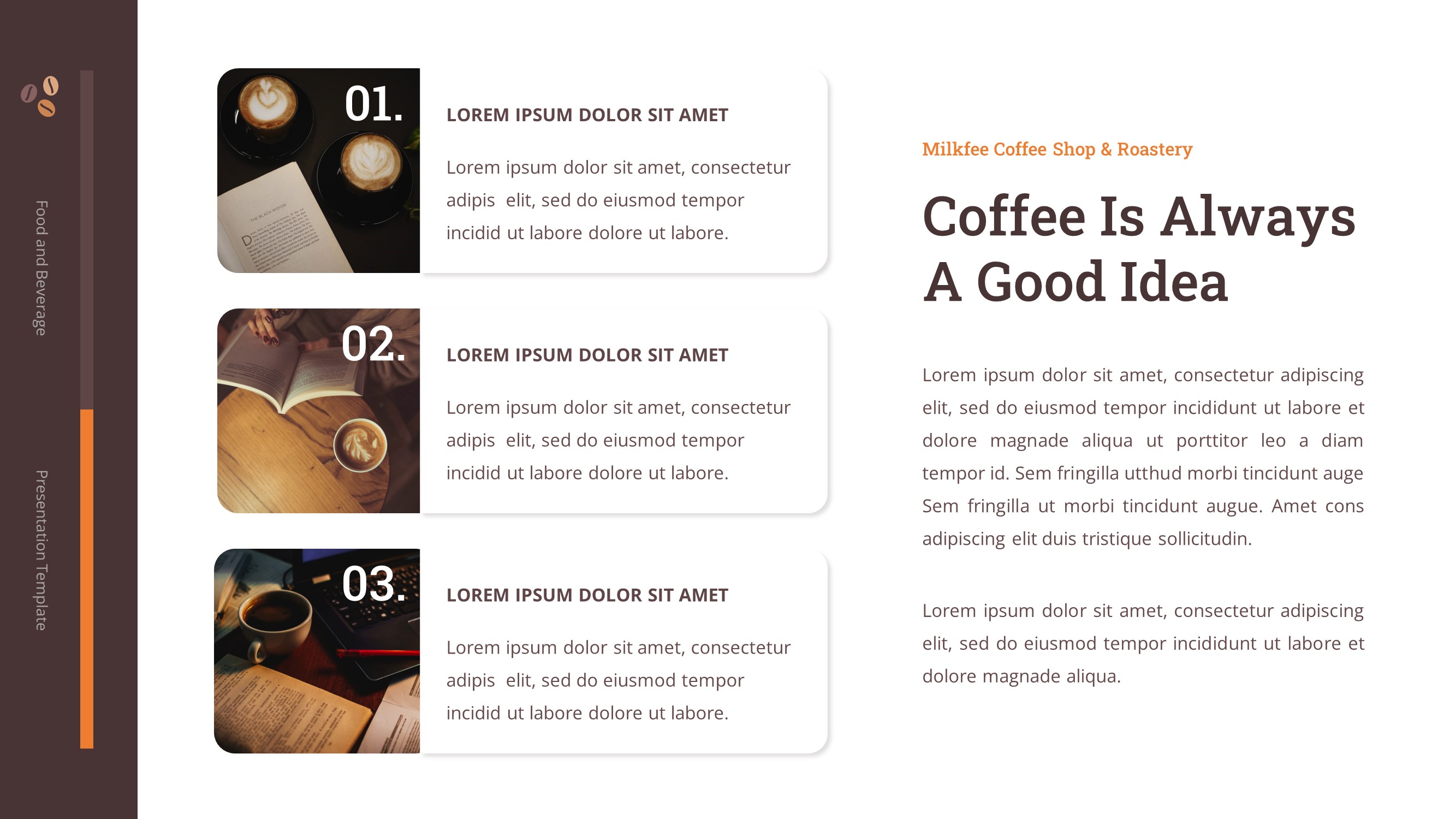 Milkfee – Coffee Shop and Roastery Keynote Template, Presentation Templates