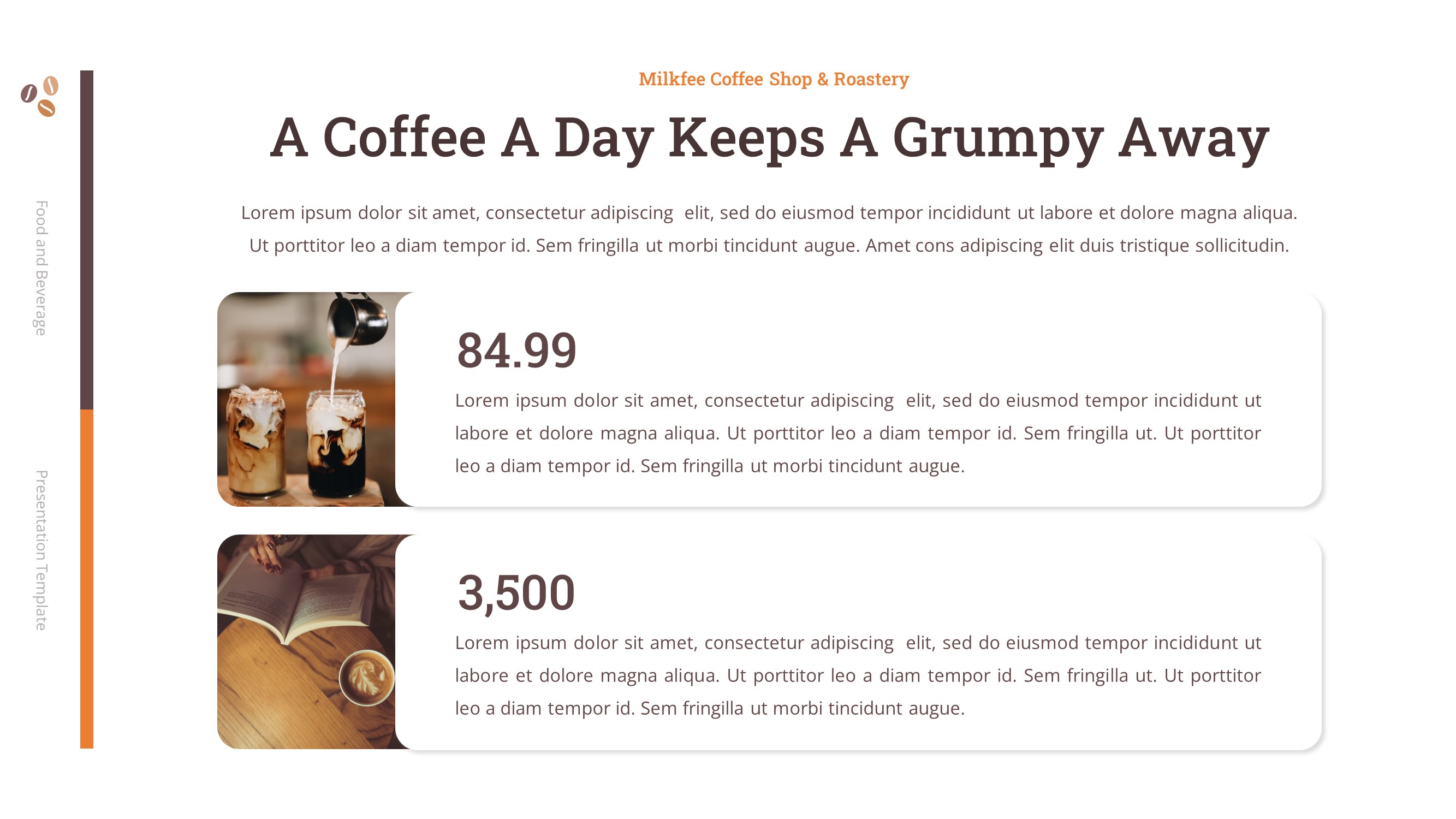 Milkfee – Coffee Shop and Roastery Keynote Template, Presentation Templates