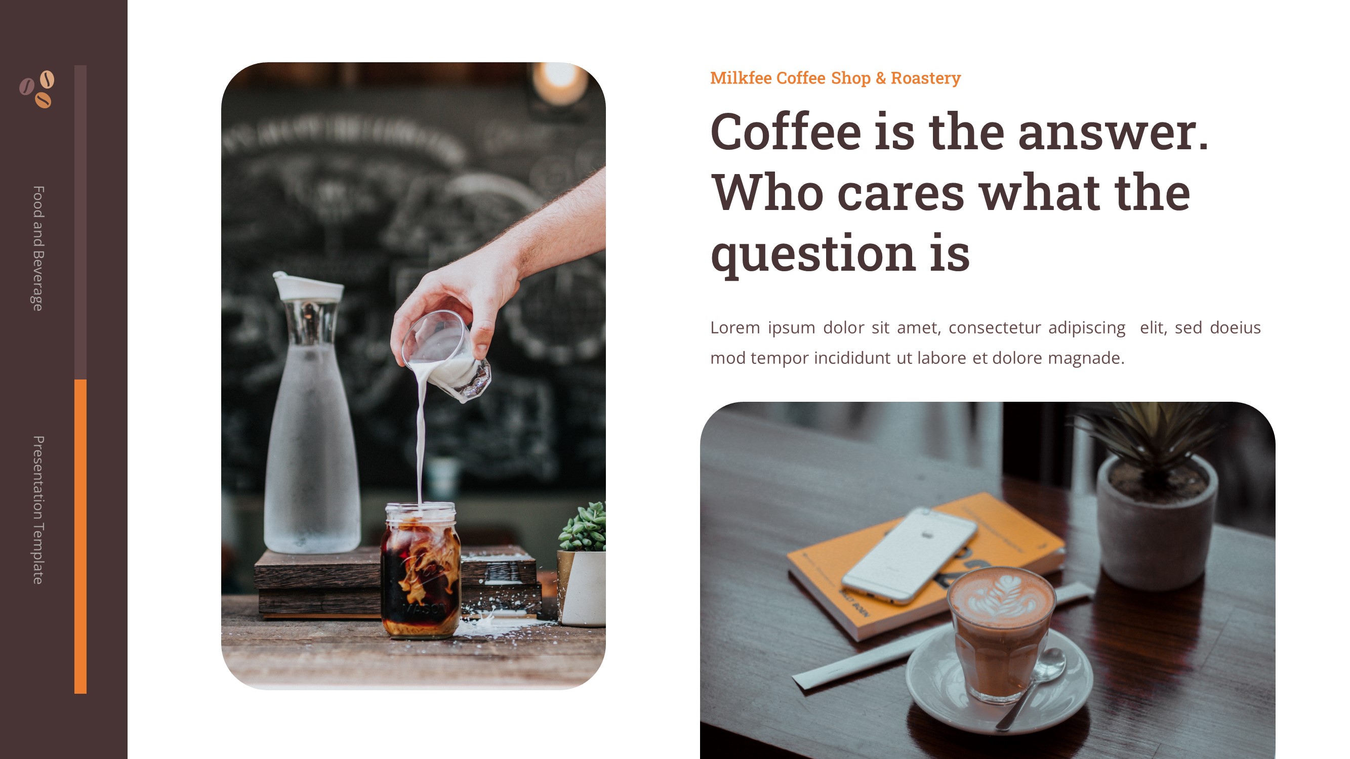 Milkfee – Coffee Shop and Roastery Keynote Template, Presentation Templates