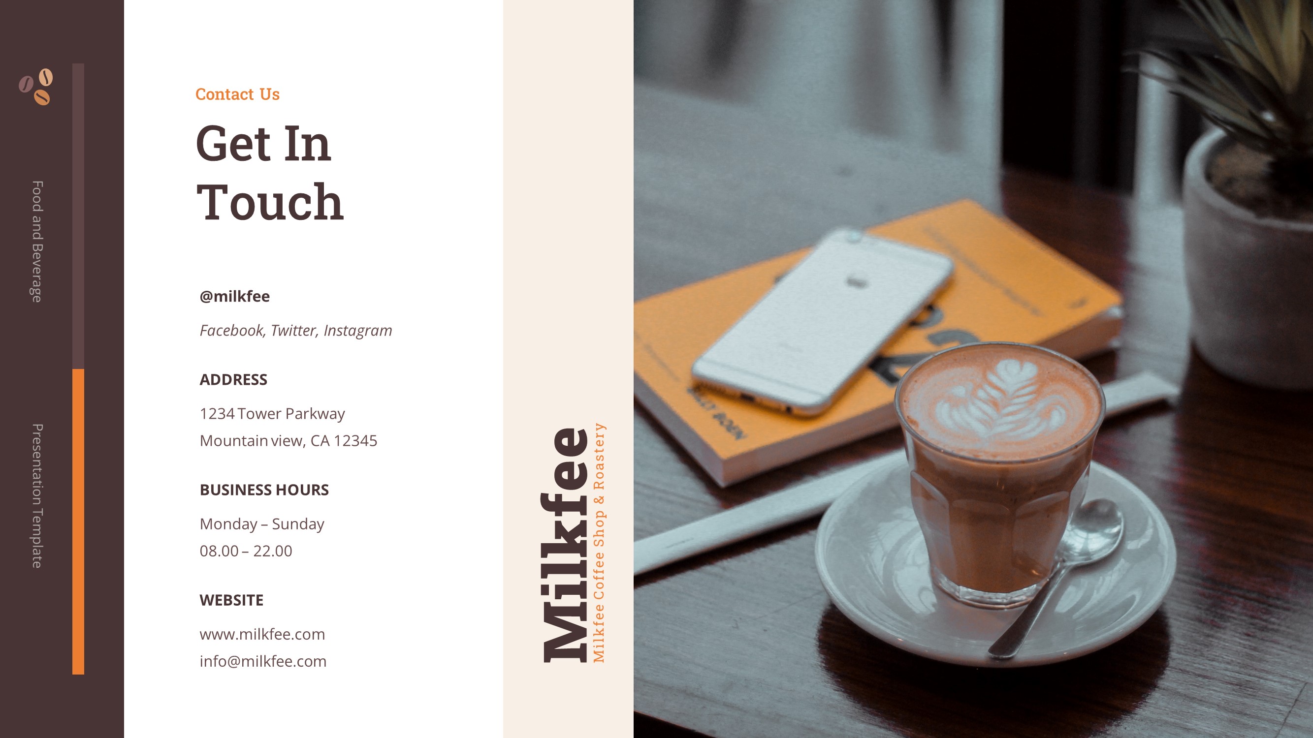 Milkfee – Coffee Shop and Roastery Keynote Template, Presentation Templates