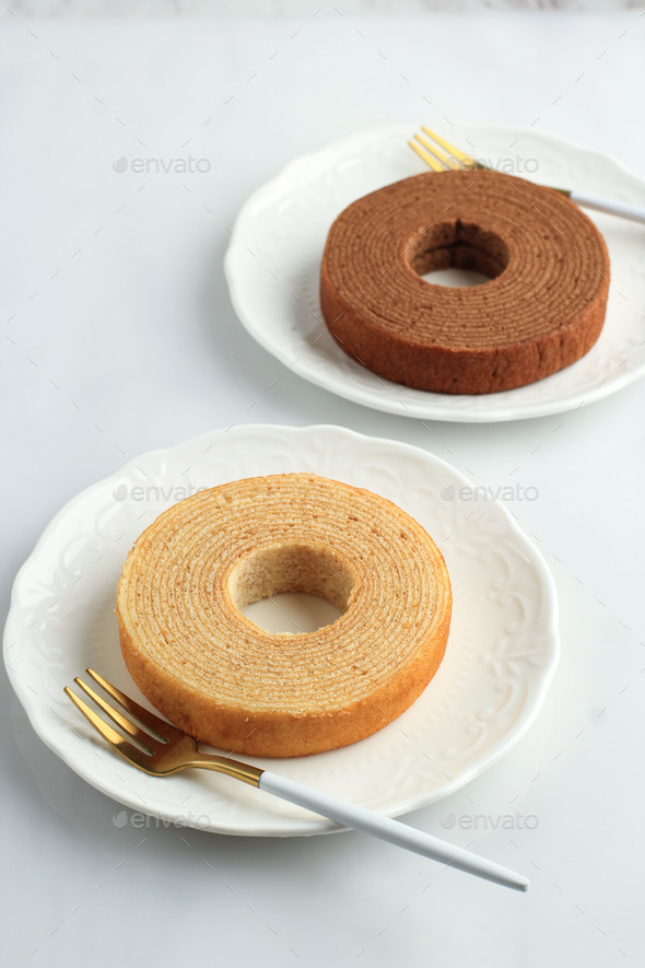 Chocolate and Vanilla Baumkuchen or Tree Cake (Log Cake) is a Kind of ...
