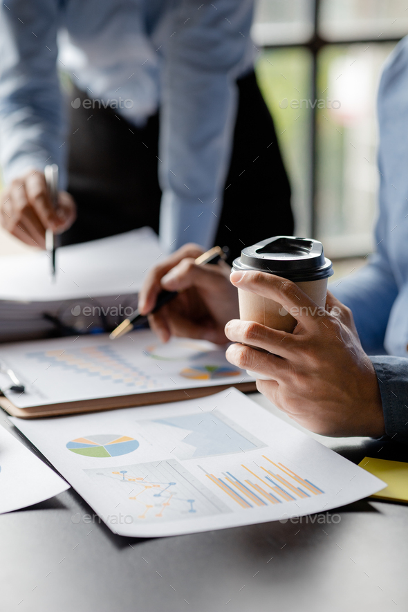 Company meeting room has businessmen and finance managers meeting ...