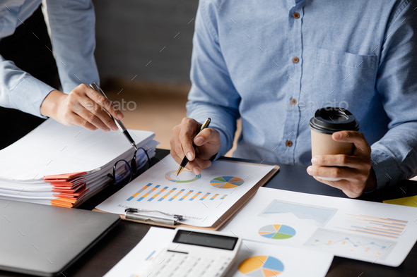 Company meeting room has businessmen and finance managers meeting ...