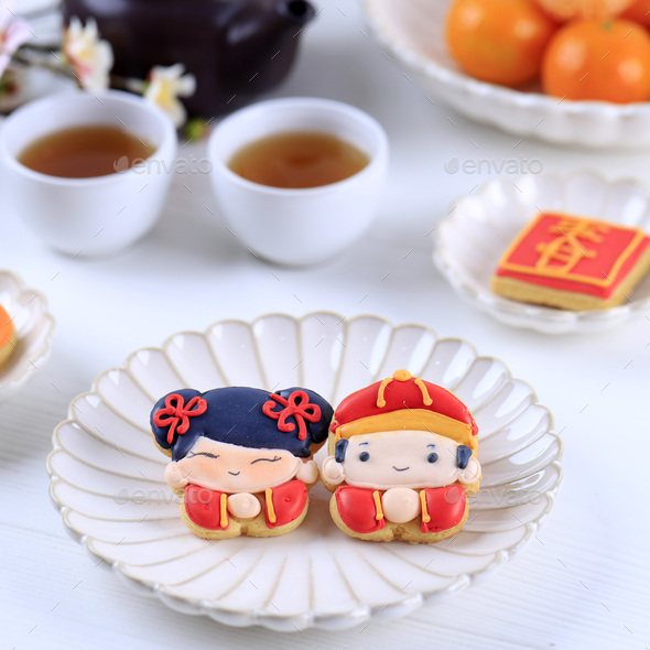 Chinese New Year Imlek Icing Sugar Cookies Character. Stock Photo by ...