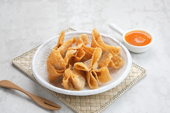 Pangsit Goreng (Chicken Fried Dumpling) Stock Photo by tyasindayanti