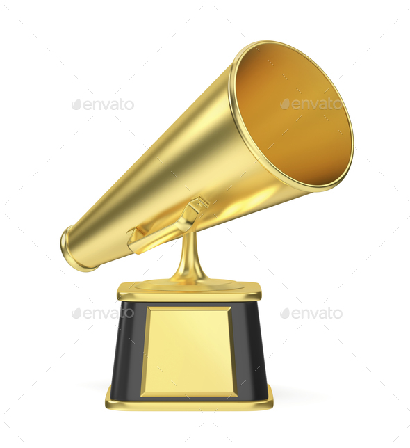 Retro megaphone gold trophy Stock Photo by magraphics | PhotoDune