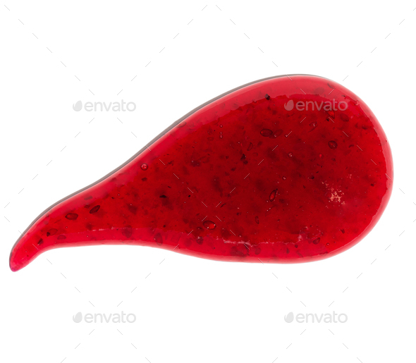 Red blob of blueberry jam isolated on white background Stock Photo by ...