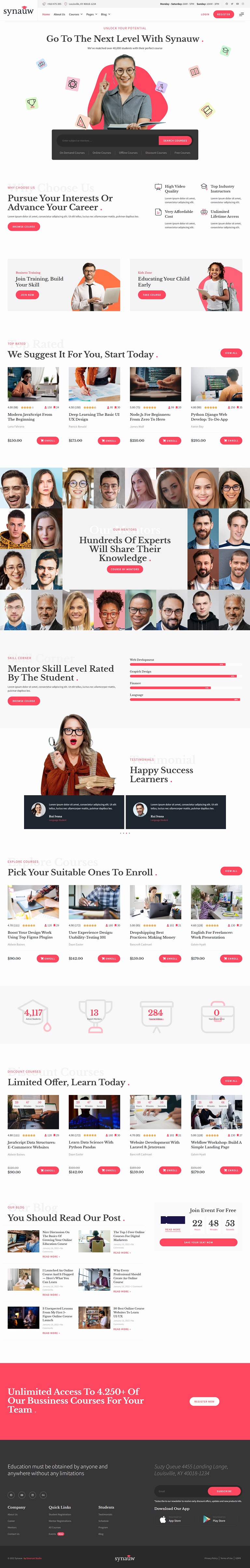 Synauw - Online Course Education Elementor Pro Template Kit by deverust