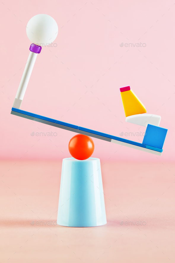 Abstract composition from balanced geometric models spheres and cubes ...