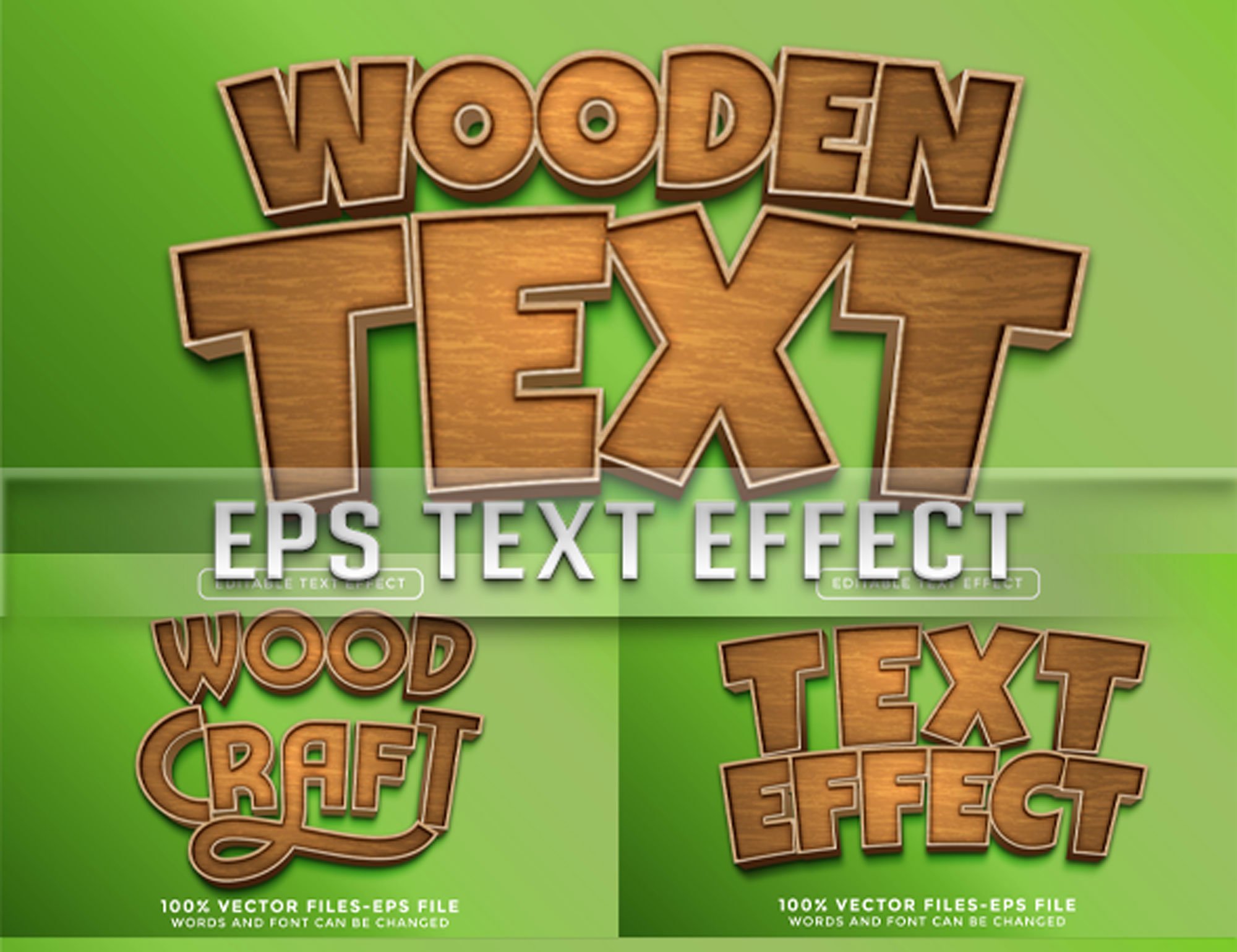 Wood Editable Eps Text Effect by roziselo | GraphicRiver