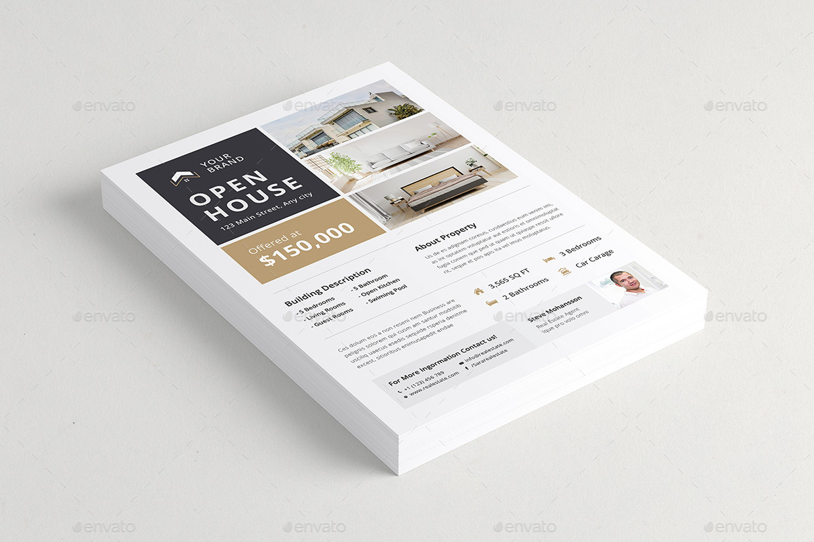 Simple Real Estate Flyer | Ms Word, Print Templates | GraphicRiver
