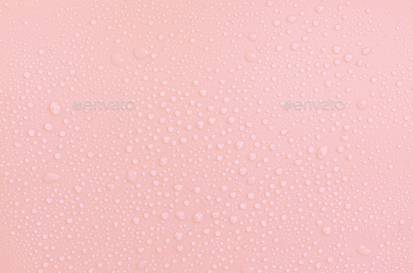 water droplets on pastel pink powdery backdrop background Stock Photo ...