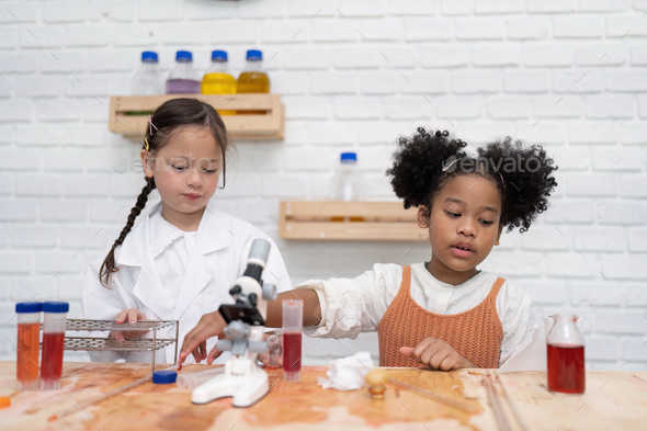 Elementary School Science student have fun playing biochemistry ...