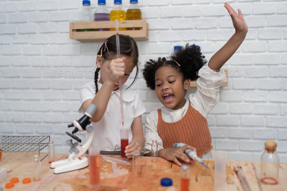 Elementary School Science student have fun playing biochemistry ...