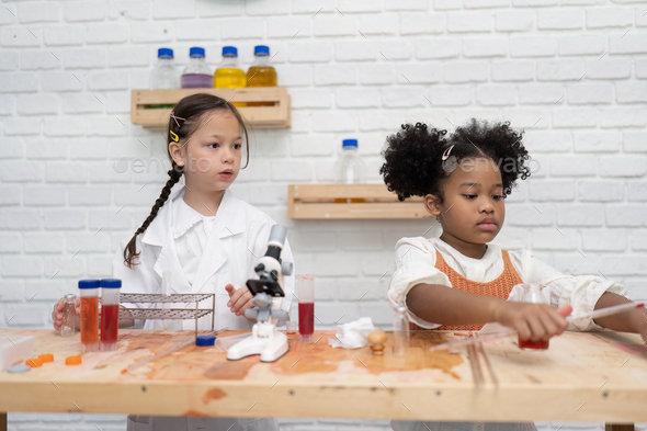 Elementary School Science student have fun playing biochemistry ...
