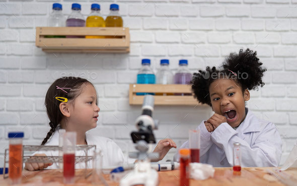 Elementary School Science student have fun playing biochemistry ...