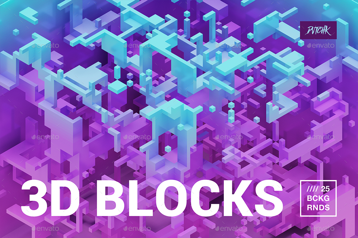 3D Blocks - Colorful Geometric Backgrounds | V01, Graphics | GraphicRiver