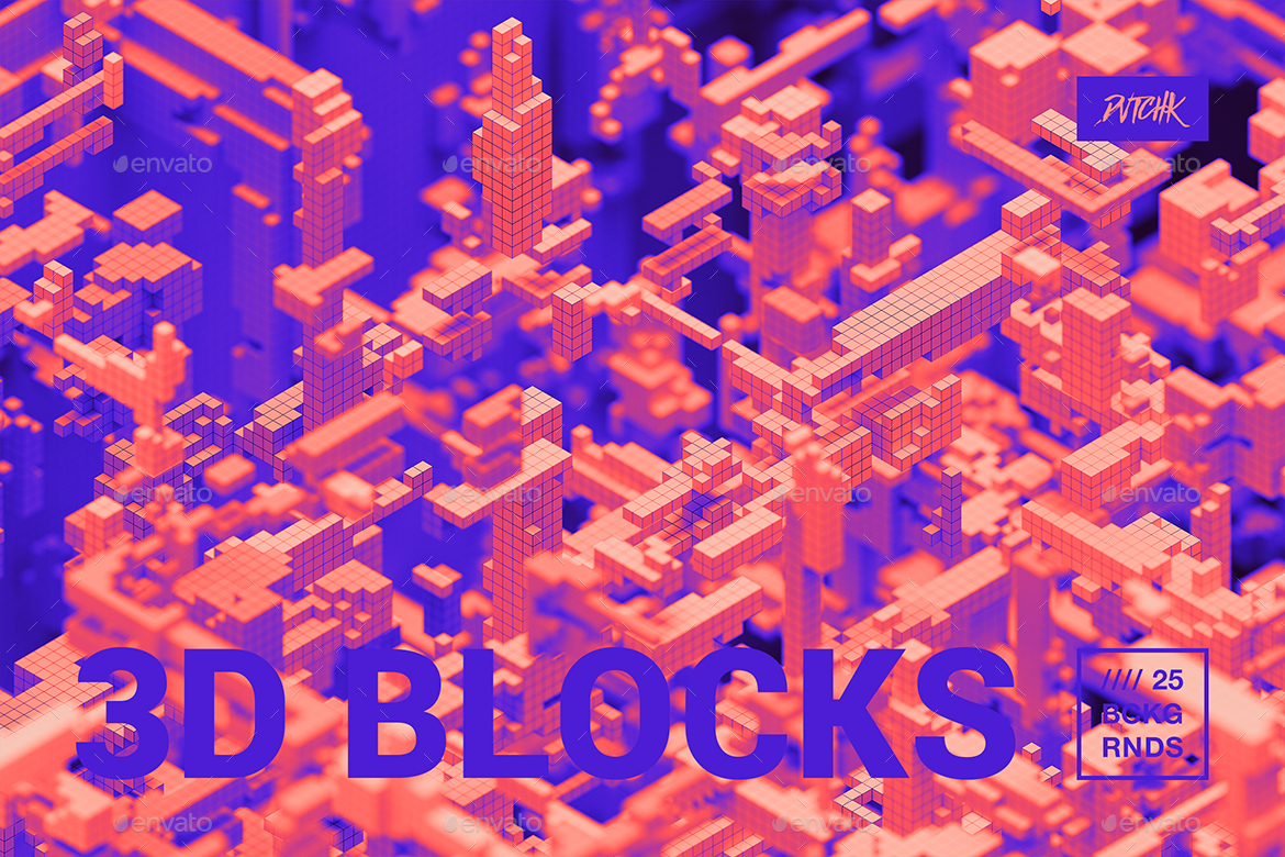 3D Blocks - Colorful Geometric Backgrounds | V01, Graphics | GraphicRiver