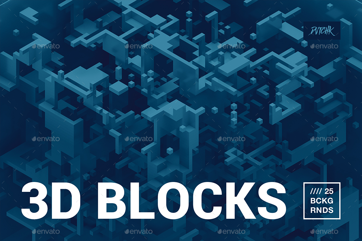 3D Blocks - Colorful Geometric Backgrounds | V01, Graphics | GraphicRiver