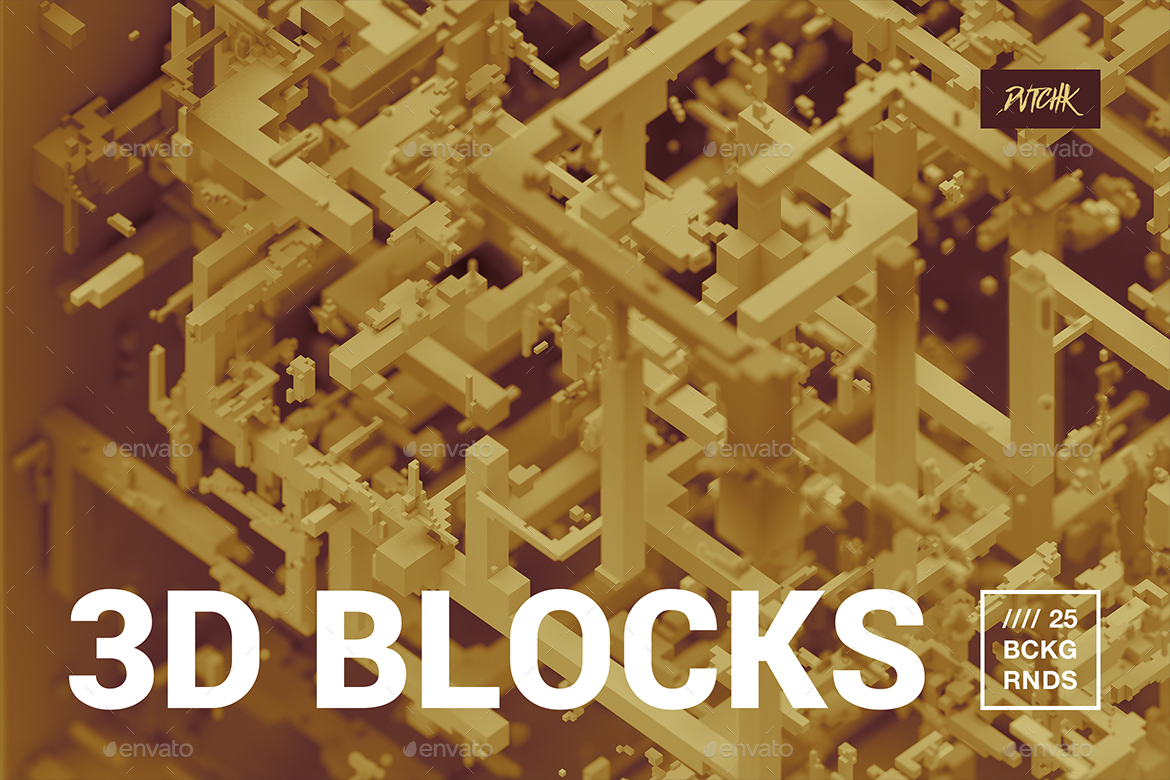 3D Blocks - Colorful Geometric Backgrounds | V01, Graphics | GraphicRiver