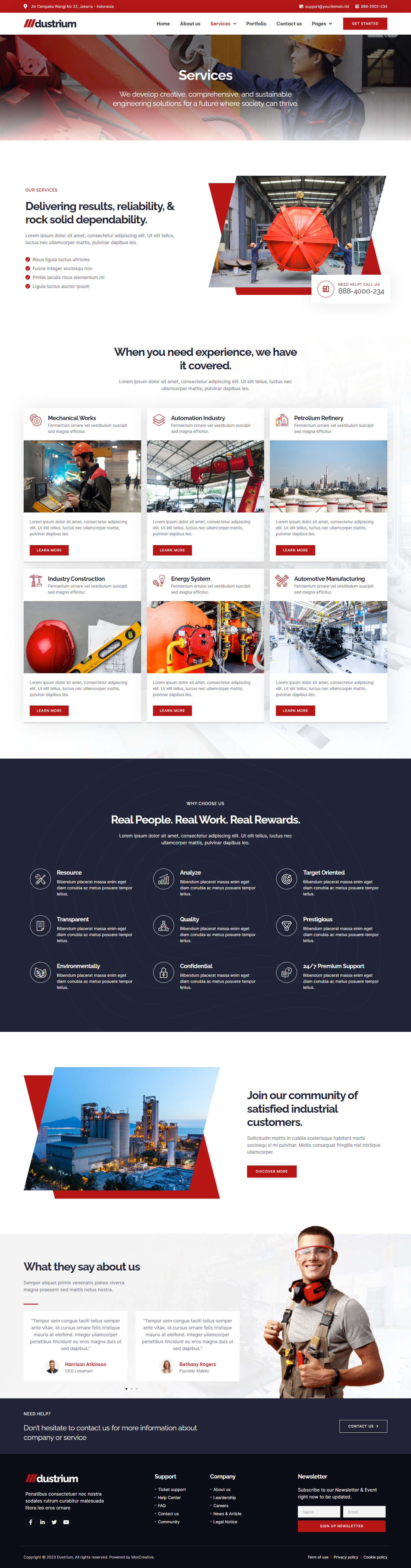 Dustrium - Industrial & Manufacturing Elementor Pro Template Kit by ...