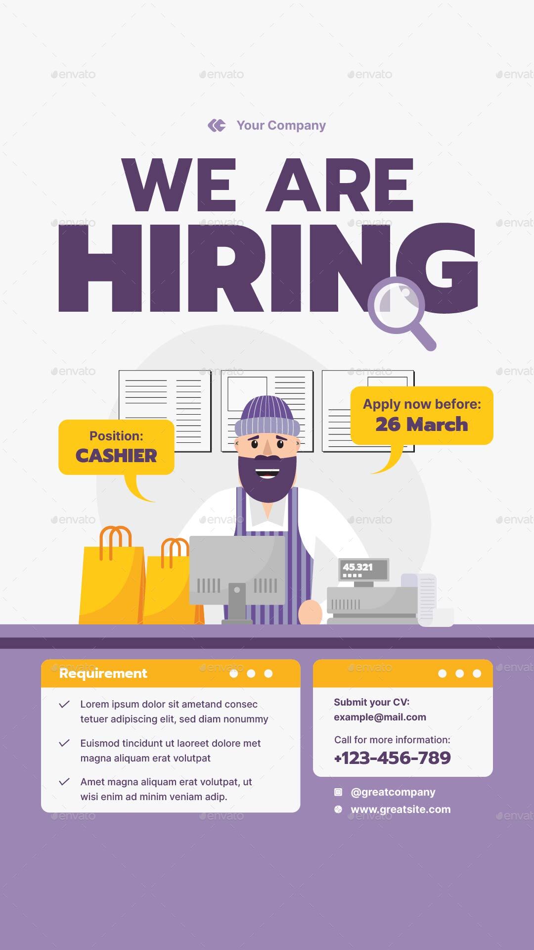 Cashier Job Hiring Flyer, Print Templates | GraphicRiver