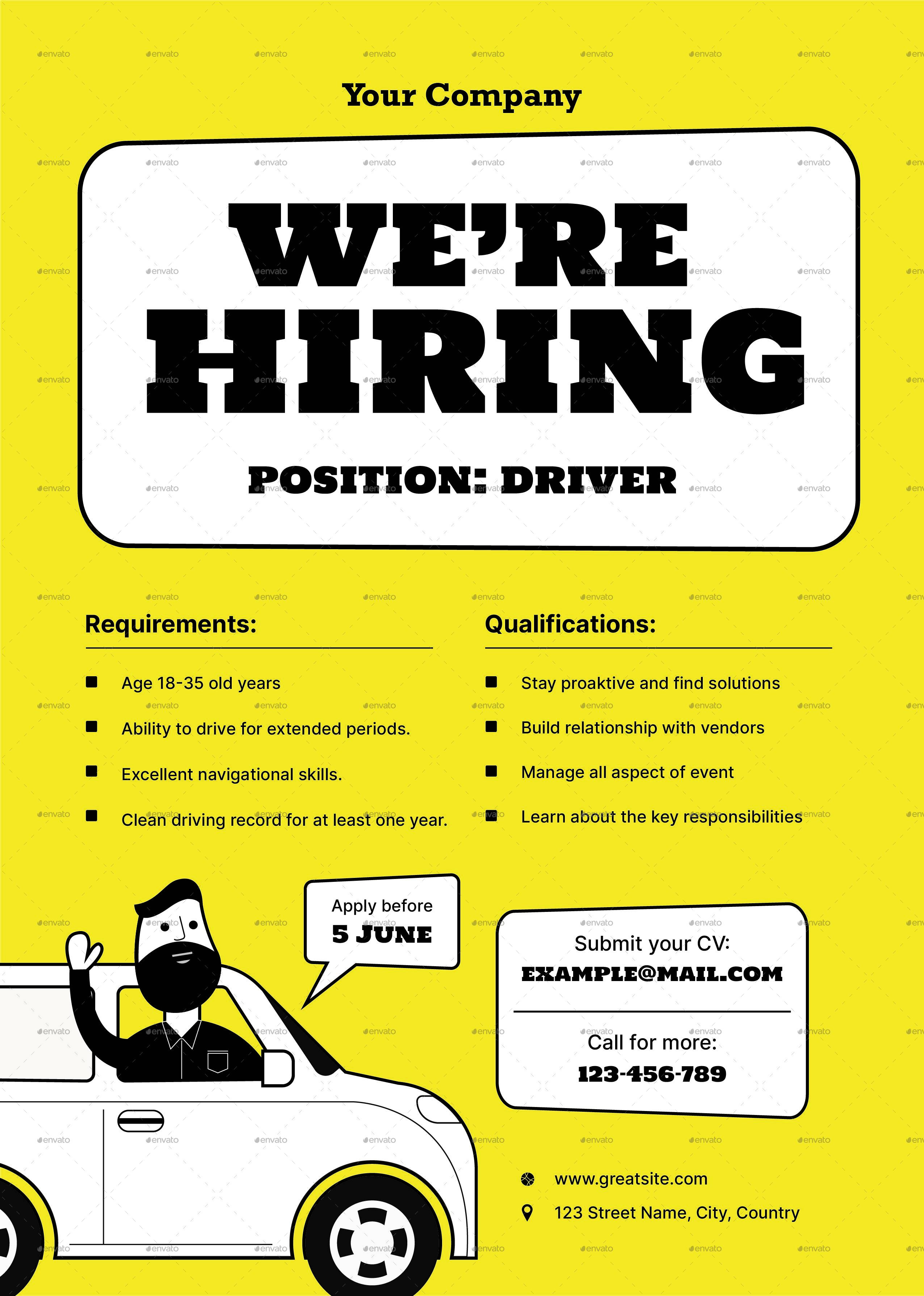 Driver Job Hiring Flyer, Print Templates | GraphicRiver