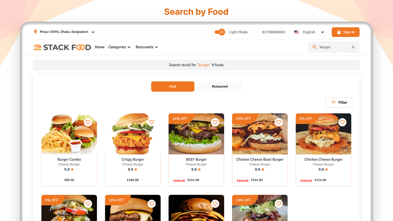 StackFood - React User Website by sixamtech | CodeCanyon