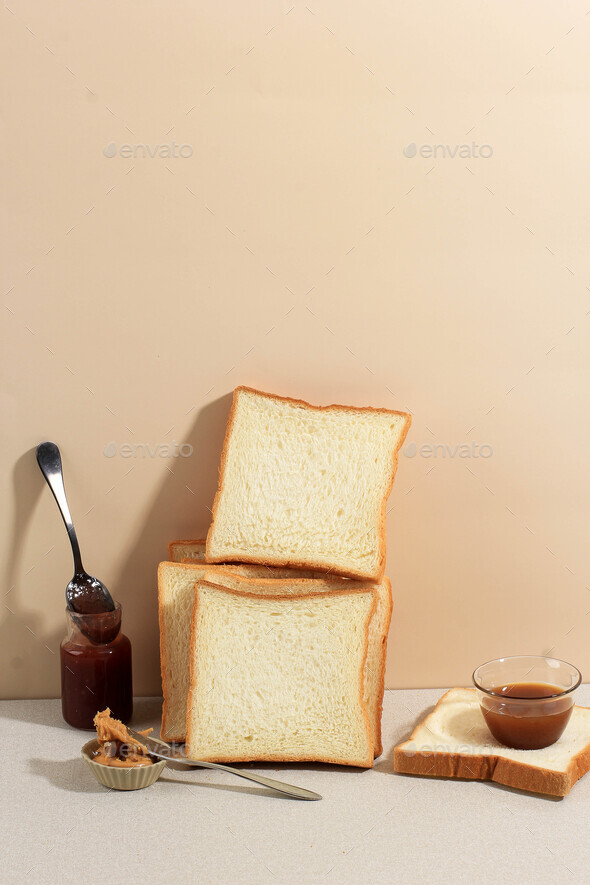 Sliced Toast Loaf White Bread (Shokupan or Roti Tawar) for Breakfast on ...