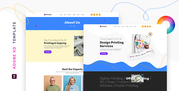 Printex – Printing Company Template for Adobe XD by merkulove | ThemeForest